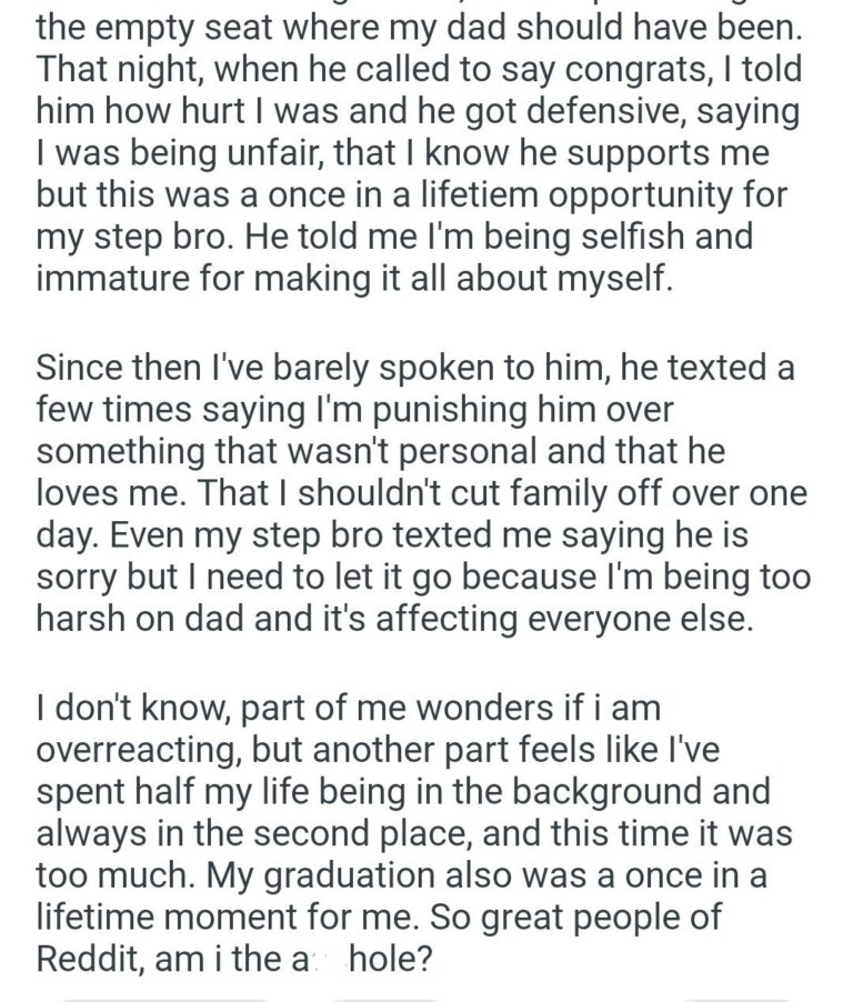 My dad missed my graduation