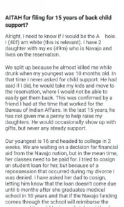 15 years of back child support