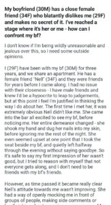 My boyfriend (30M) has a close female friend (34F)