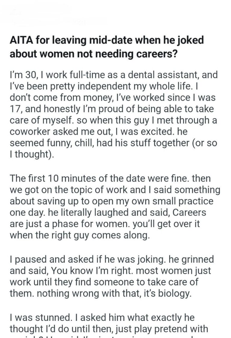 AITA for leaving mid-date when he joked